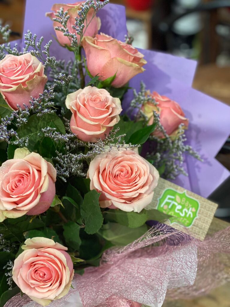 Rosy - 13120 - Pink roses bouquet in Korean (Hong Kong) wrapping ...